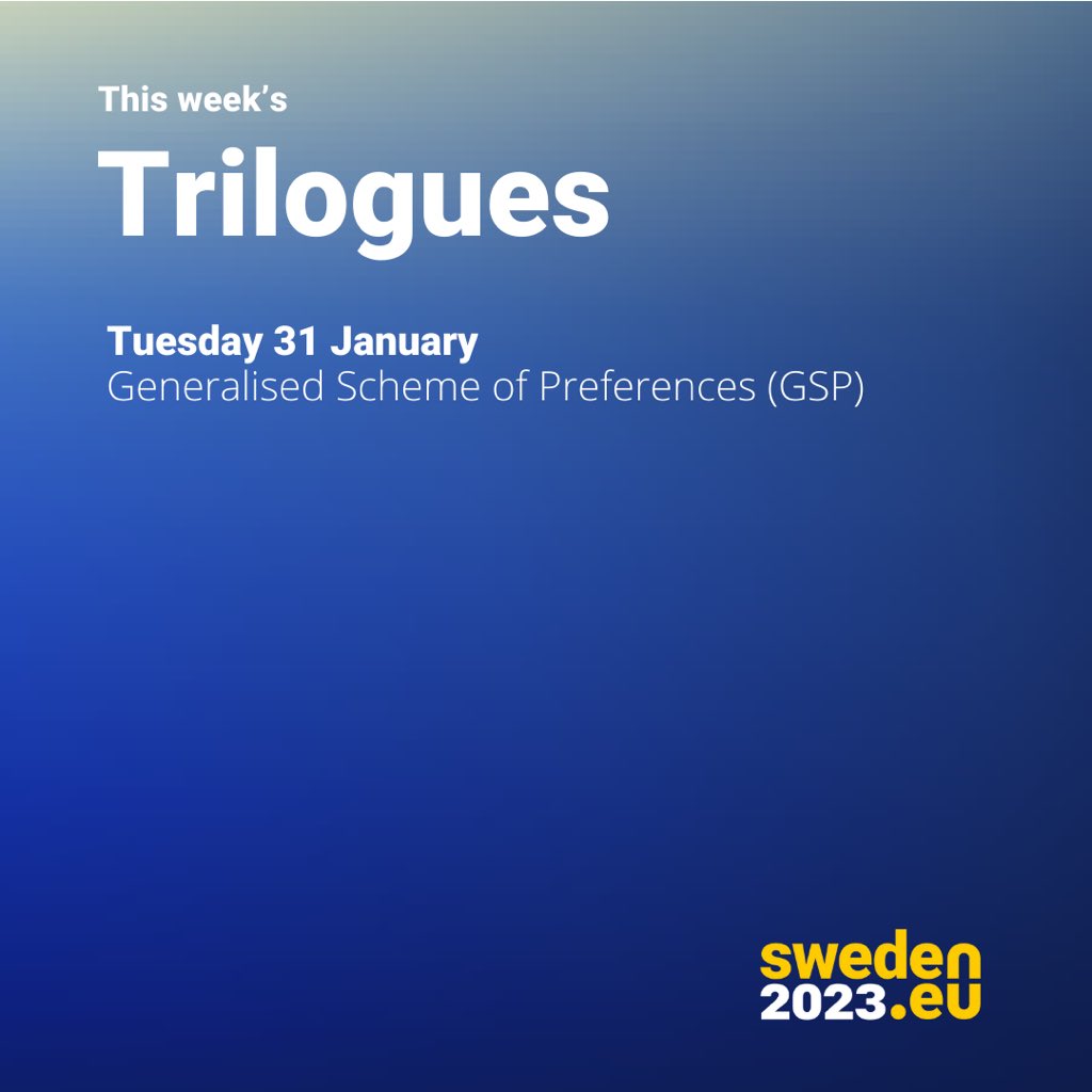 Swedish Presidency of the Council of the EU on Twitter: "#TRILOGUE | 📆 This week's trilogues ...