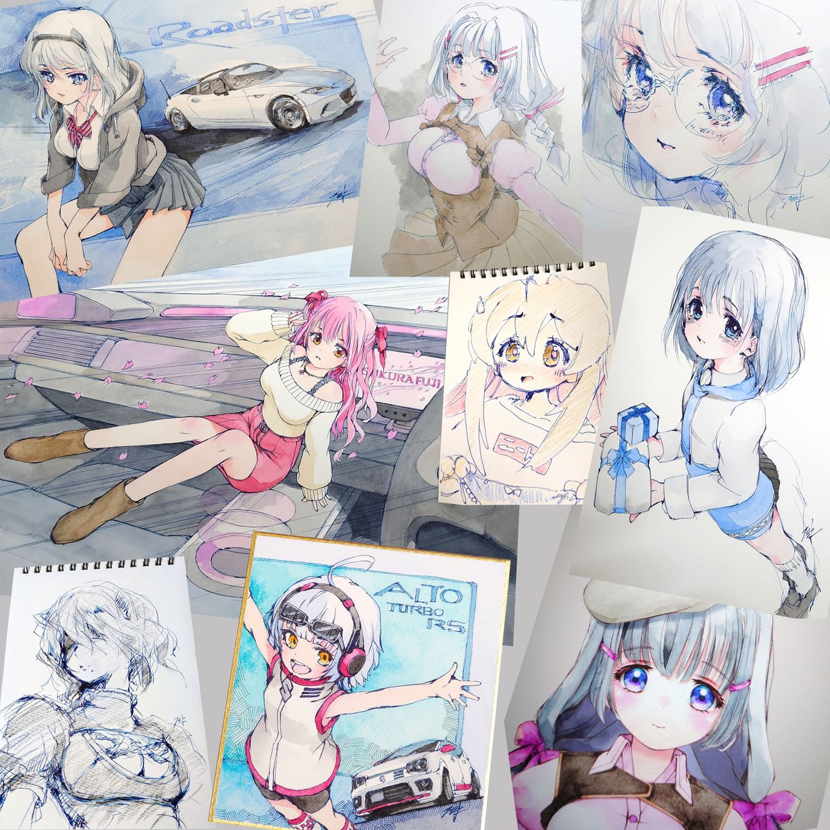 今月描いた絵を晒そう 1月。思った以上に描いてた。。 #スーパーカブ 」フミよ C105 月曜 東5 ヘ-30bの漫画