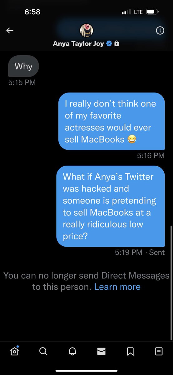 Hector on Twitter: "Anya Taylor Joy hacker just blocked me 😂. We interacted a bit for the lols ...