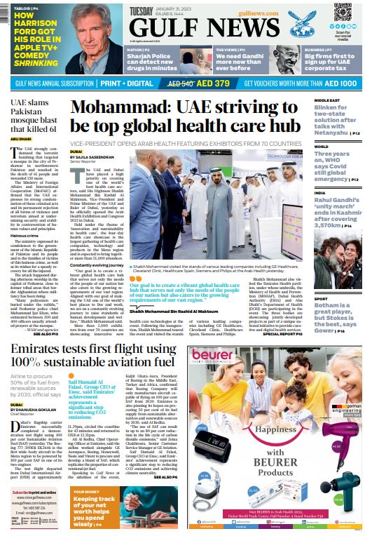 Frontpage today: Sheikh Mohammed: UAE striving to be top global health ...