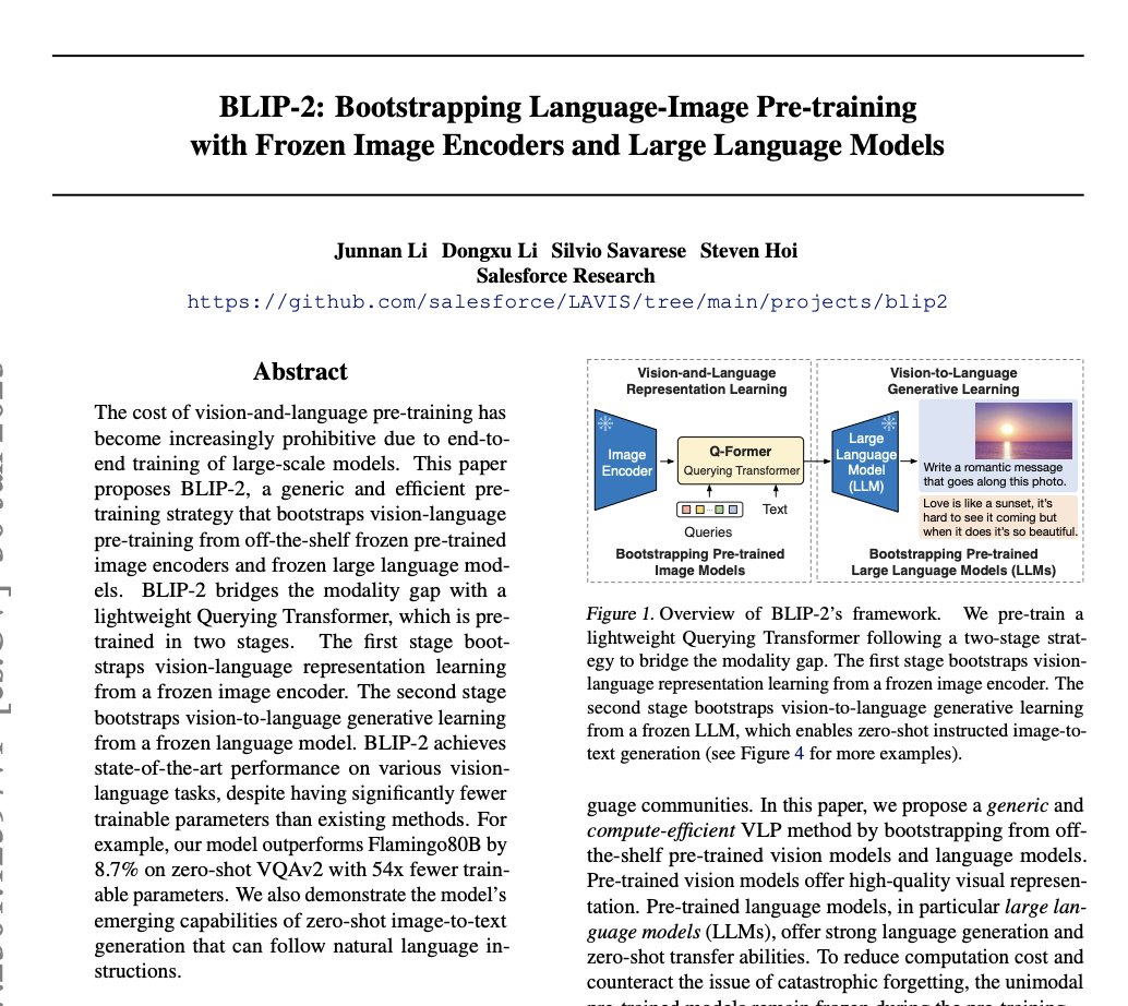 AK on Twitter: "BLIP-2: Bootstrapping Language-Image Pre-training with Frozen Image Encoders and ...