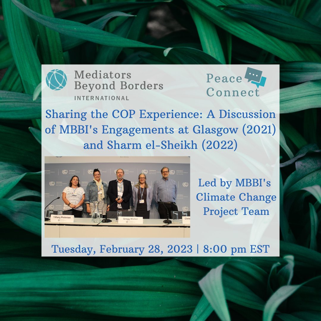 Mediators Beyond Borders International on Twitter: "Join us for: Sharing the COP Experience: A ...