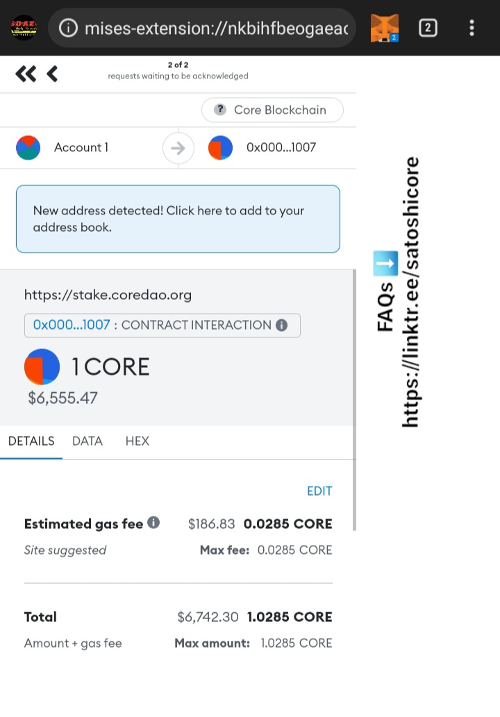 Satoshi CORE (BTCs) on Twitter: "Snippet of CORE price which pop up when users try Delegating to ...