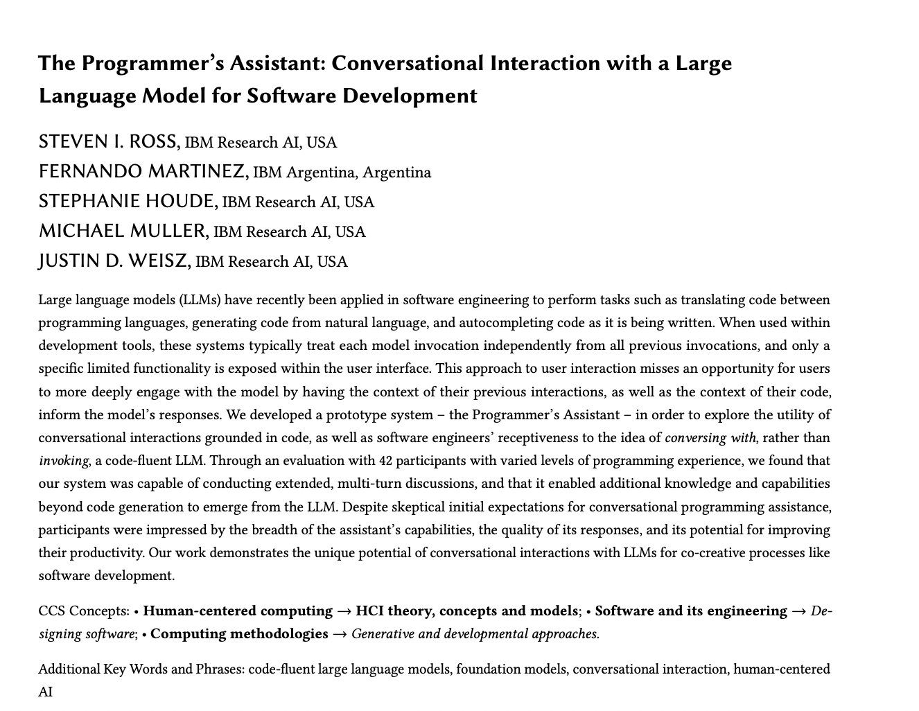 AK on Twitter: "The Programmer’s Assistant: Conversational Interaction with a Large Language ...