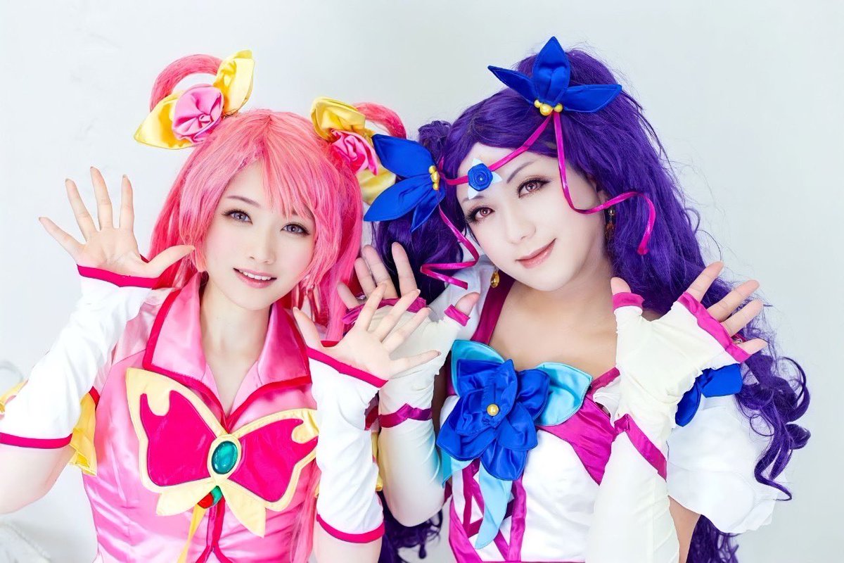 verna🫐 on Twitter: "RT @cos_ver_: 🌈1! 2! 3, 4, 5! Go! Go!!🌹 Cure Dream💖くらら Milky Rose💜verna 📸 ...