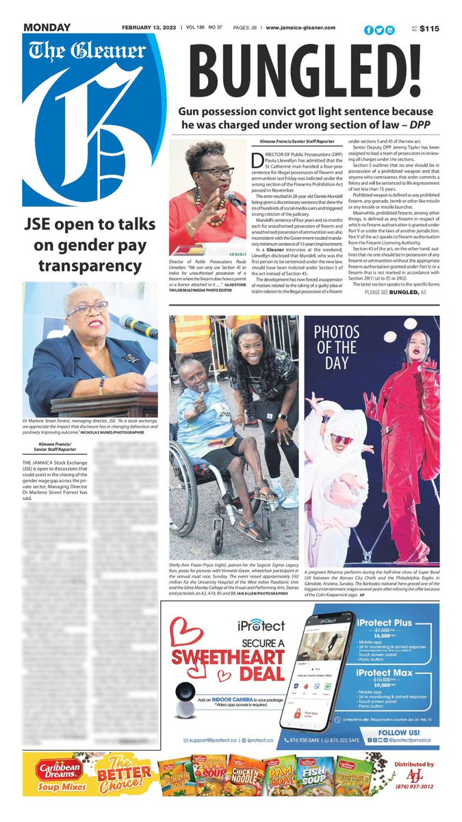 Jamaica Gleaner On Twitter Mondays Front Page Of The Gleaner Pick