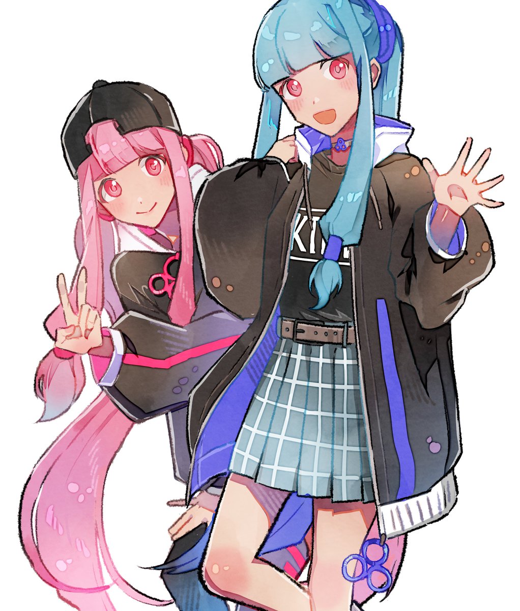 Kotonoha Akane Kotonoha Aoi Multiple Girls 2girls Pink Hair Skirt