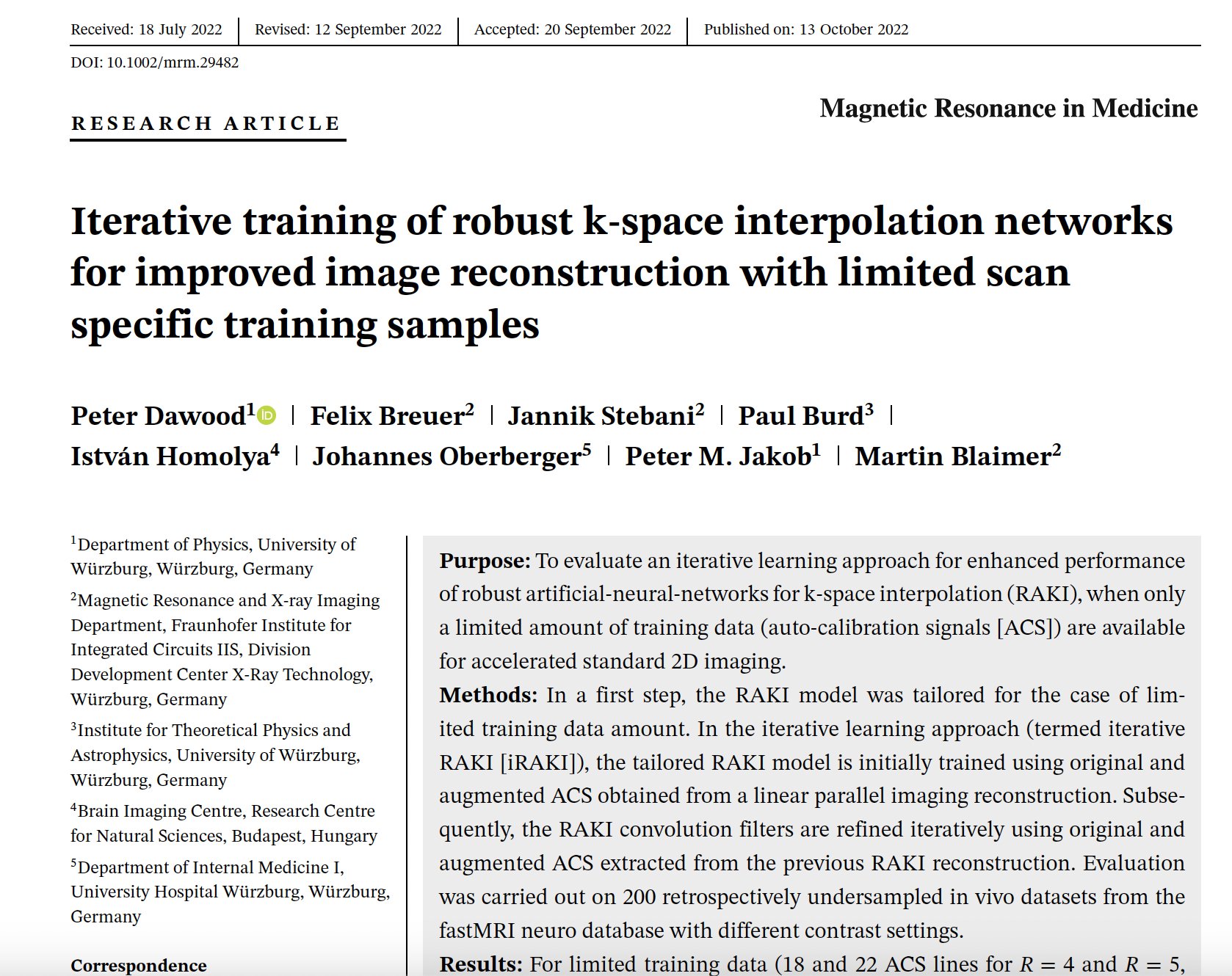 MRM Highlights on Twitter: "February MRM Editor's Pick #2: "Iterative training of robust k-space ...