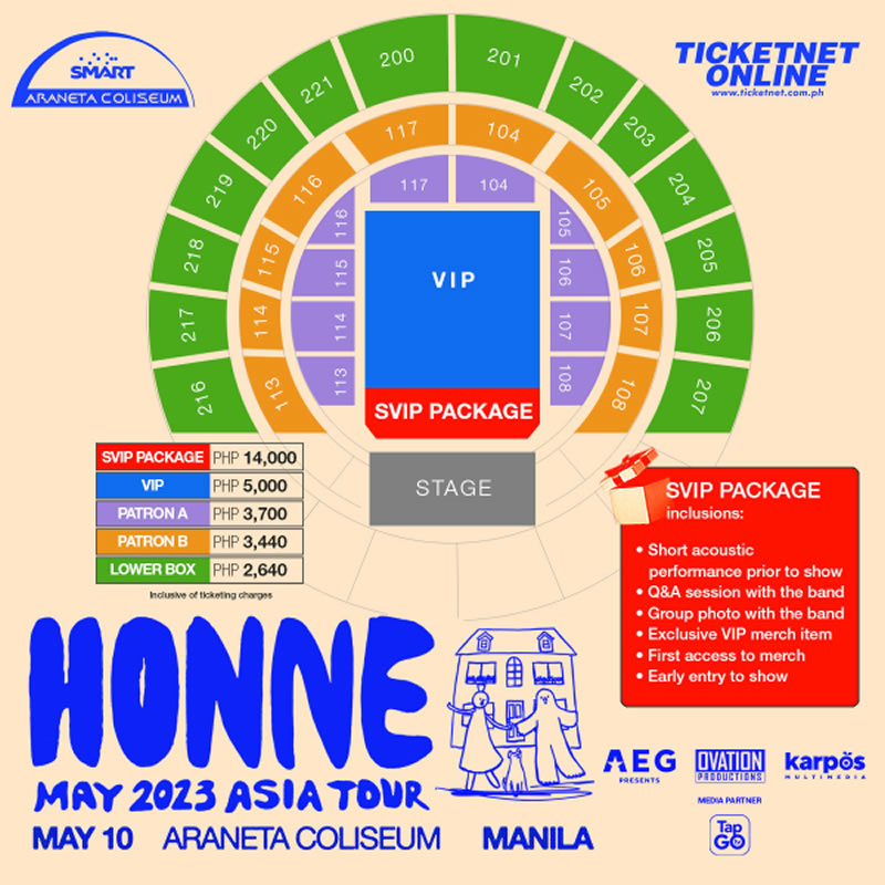 Philippine Concerts on Twitter: "Ticket prices and seat plan for HONNE live in Manila on May ...