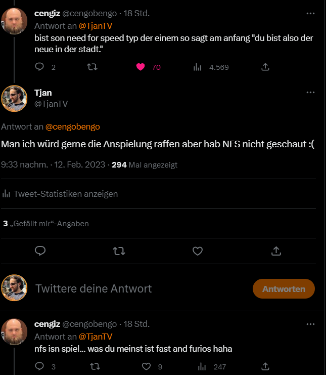 Tjan on Twitter: "Heute realisiert, dass "Need for Speed" gar kein Film, sondern ein Spiel ist ...