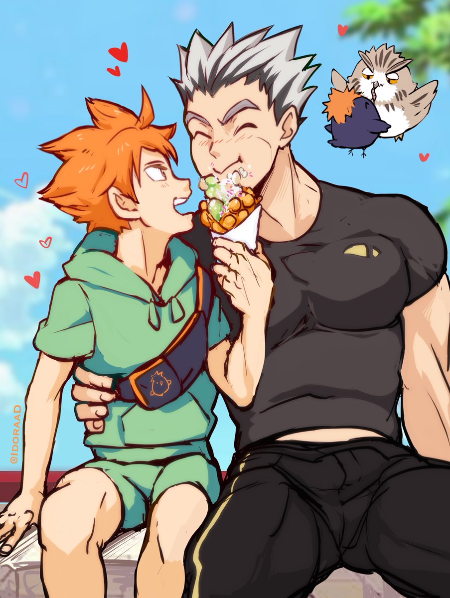 Idoraa on Twitter: "Happy Valentines Day with Shoyo and Kotaro ;3 #haikyuu #hinata #bokuto #nsfw"