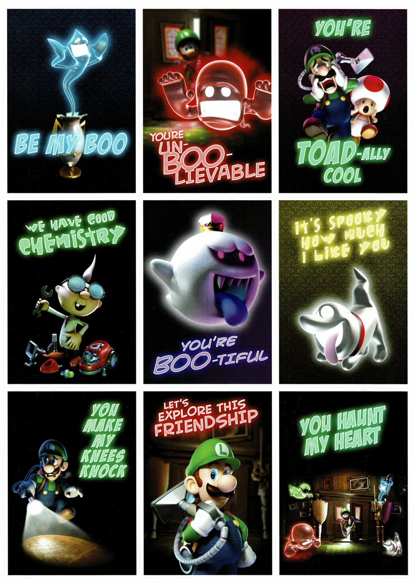 Luigi's Mansion: Dark Moon - promotional Valentine's Day cards ...