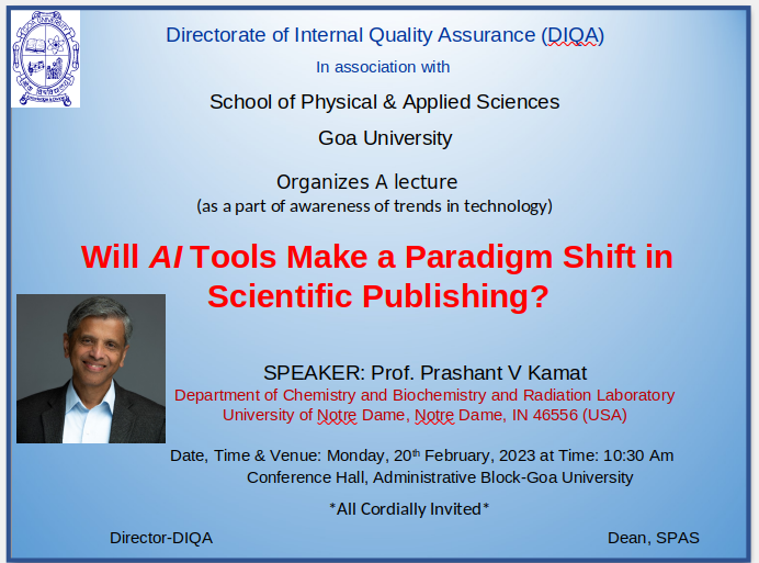 Goa University on Twitter: "Will AI Tools Make a Paradigm Shift in Scientific Publishing, a ...