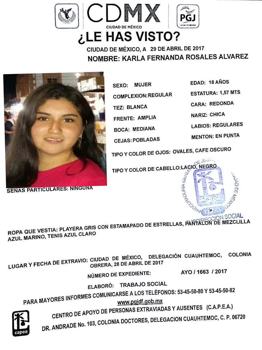 La Alamedadf On Twitter Tebuscamos Karla Fernanda Rosales Álvarez
