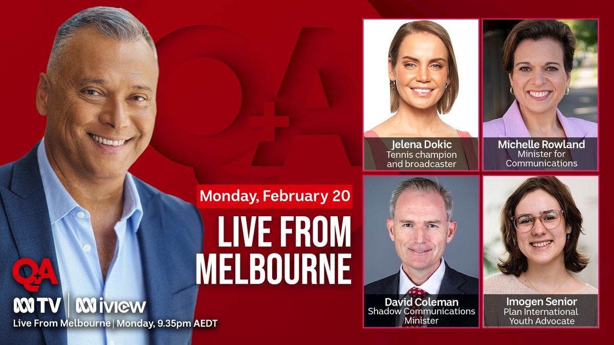 QandA on Twitter: "Coming up on #QandA on Monday February 20, Jelena Dokic, Michelle Rowland ...