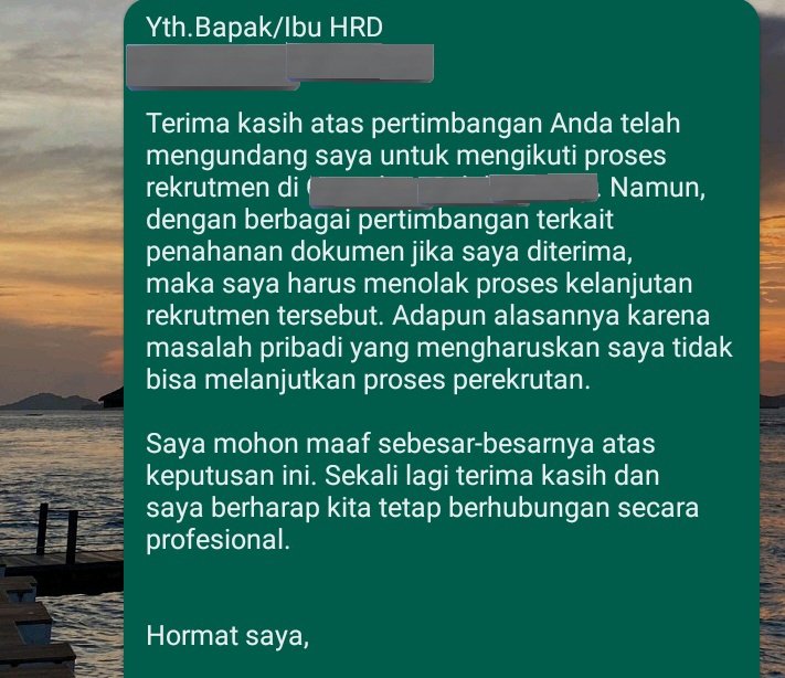 BACA RULES DI (bit.ly/worksfess) on Twitter: "Work! Penolakan proses rekrutmen kek gini udah ...