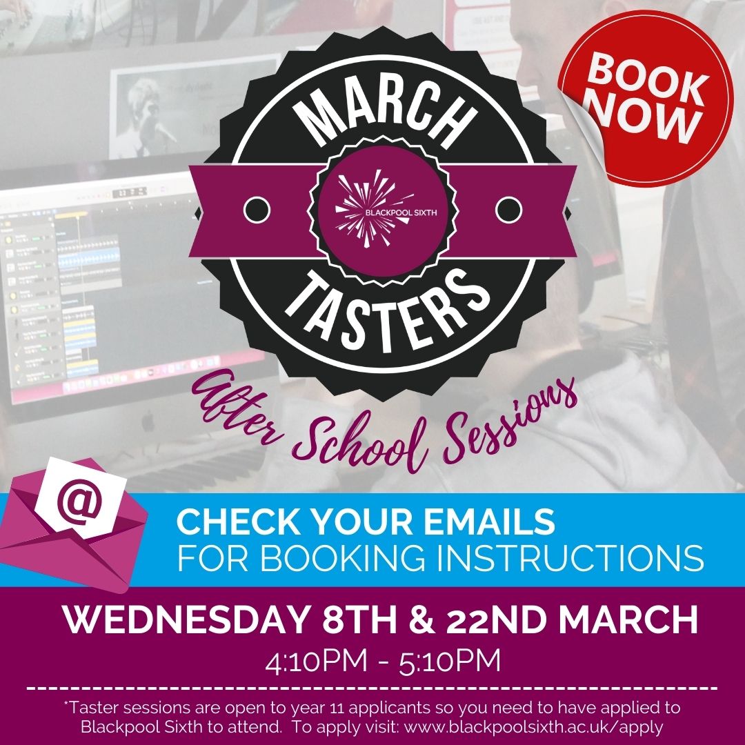 Blackpool Sixth on Twitter: "📣 BOOK NOW 📣 March taster sessions! After school sessions ...