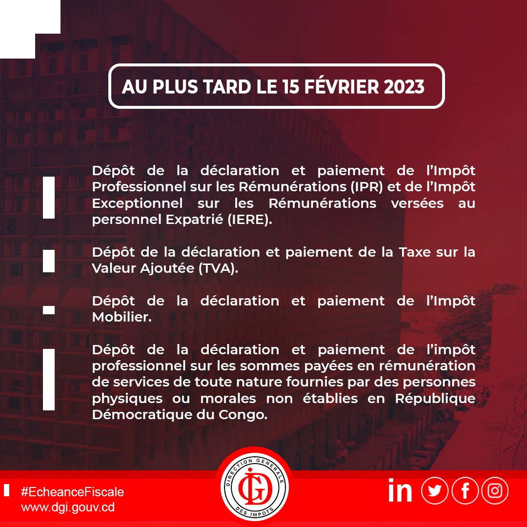 Dgi Rdc On Twitter Rappel à Tous Les Contribuables Assujettis à Lipr