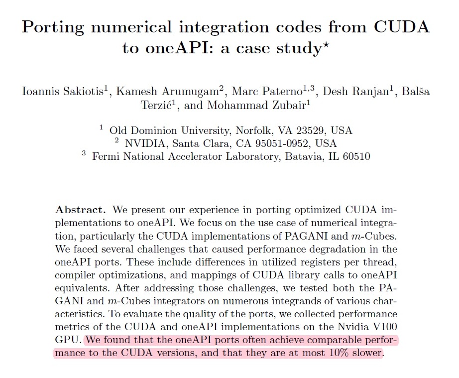 OGAWA, Tadashi on Twitter: "=> "Porting numerical integration codes from CUDA to oneAPI: a case ...