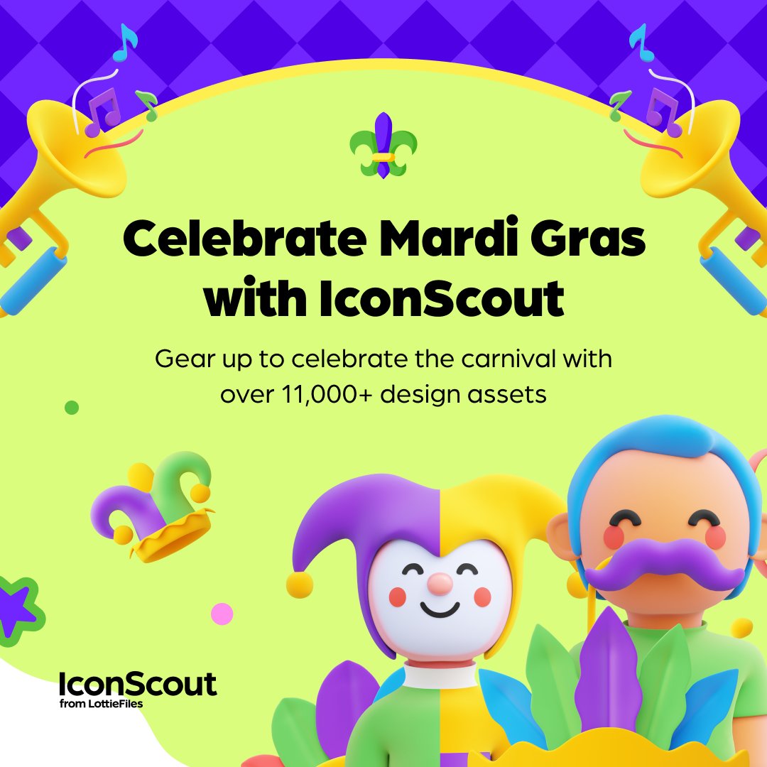 IconScout on Twitter: "It's time to get jazzy with our design assets! Prep your beads, mask, and ...