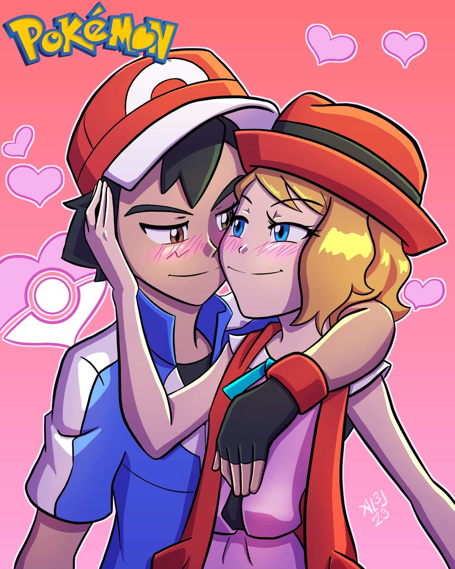 Pokemon Ash X Serena Kiss