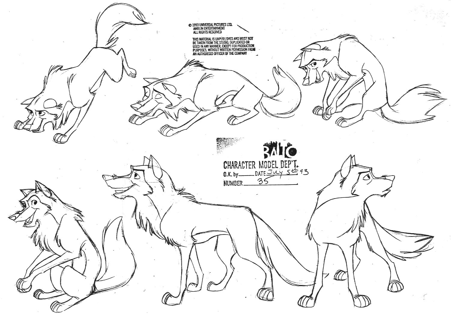 Wolf Character Sheet Lineart