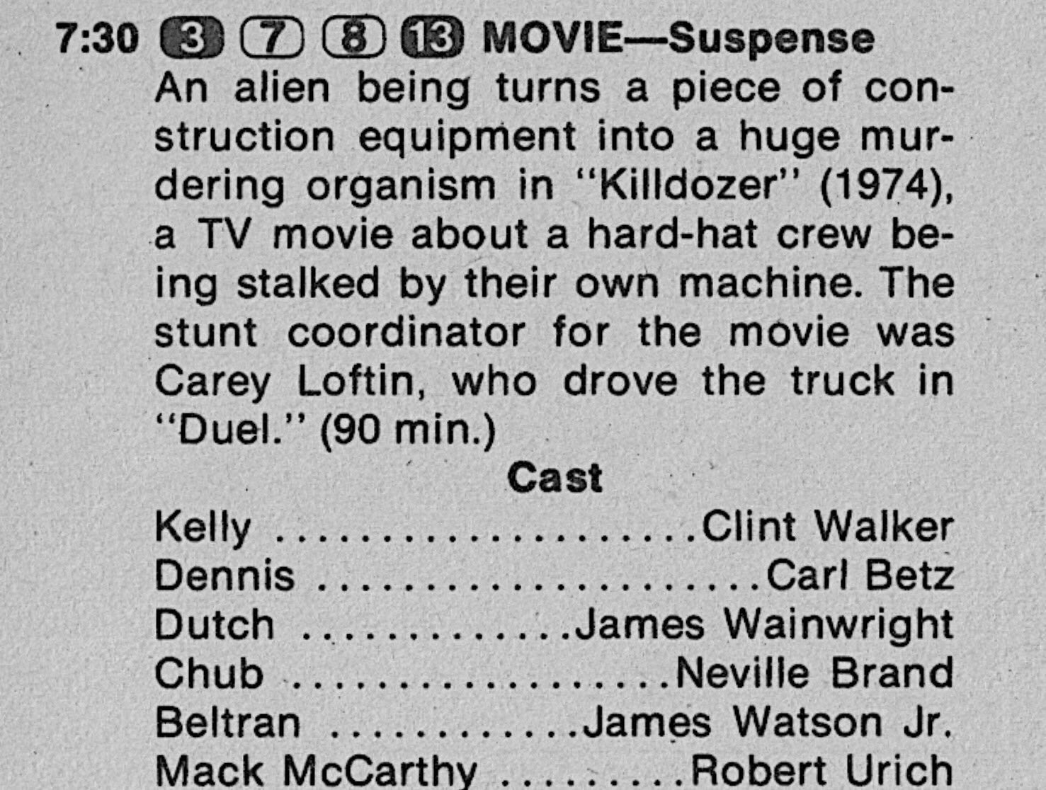RetroNewsNow on Twitter: "📺ABC Primetime, February 2, 1974: — TV movie 'Killdozer' starring ...