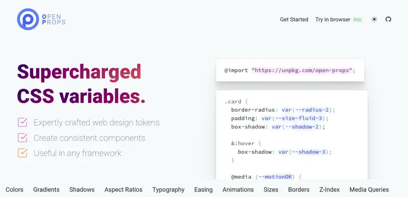 ruanyf on Twitter: "周五软件介绍 - Open Props：一个 CSS 变量的库，提供大量有用的预置值 https://t.co/GXISUWs7KB - Space ...