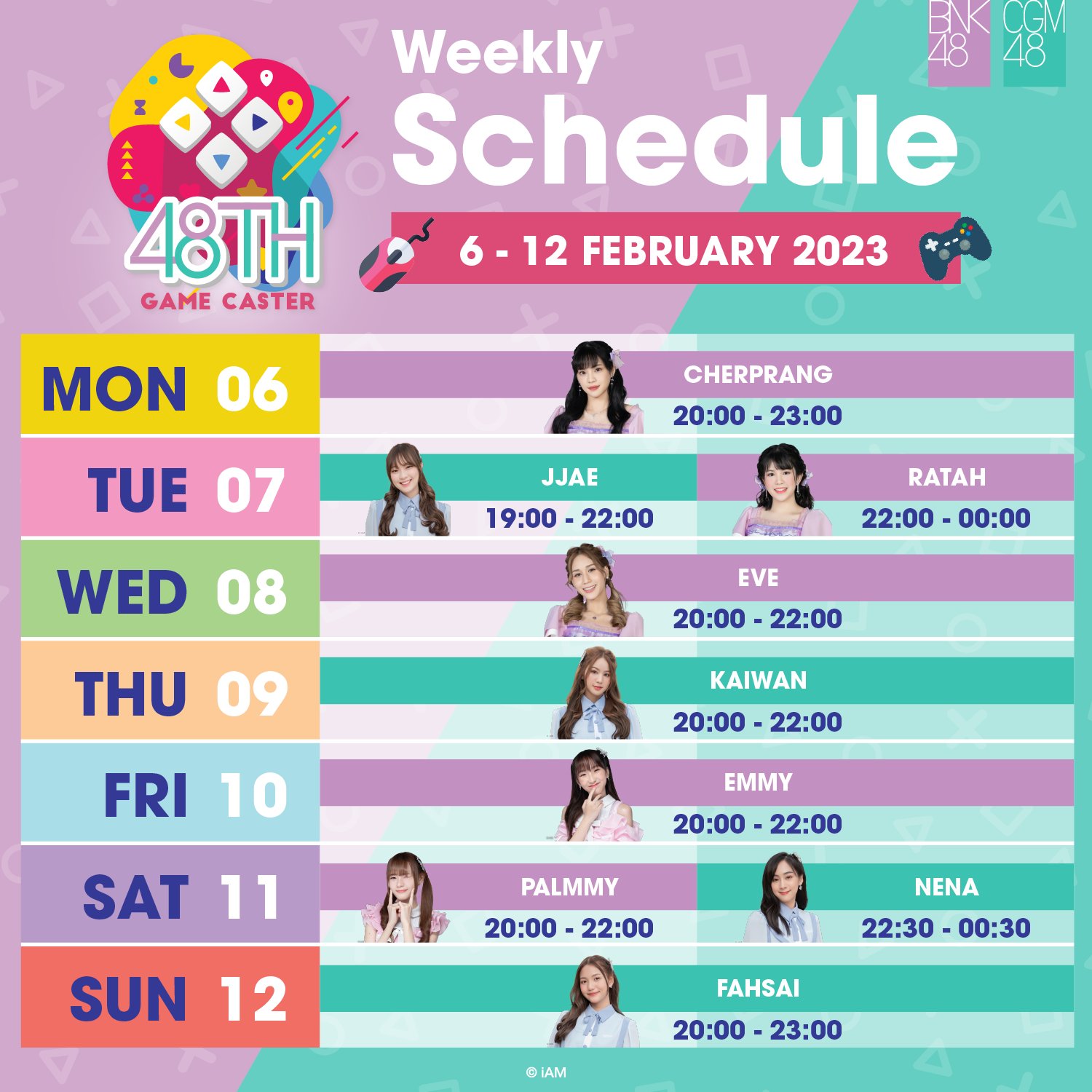 BNK48 on Twitter: "🎮Weekly Schedule : 6-12 FEBRUARY 2023👾 พบกับเหล่า Caster ได้ตามเวลาต่อไปนี้ ...