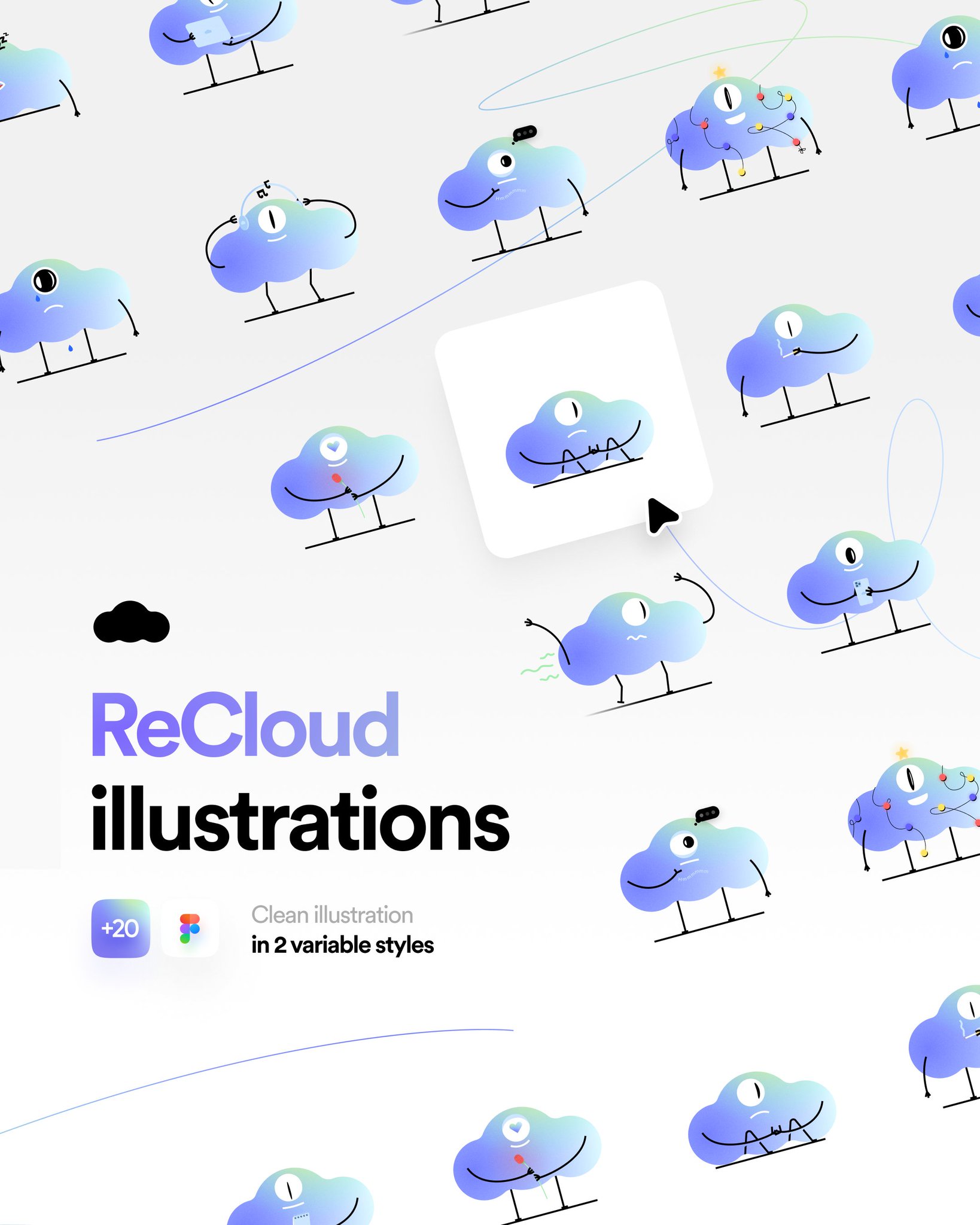 یَرَقون on Twitter: "☁️ ReCloud Illustration Pack is prepared for your designs with full details ...