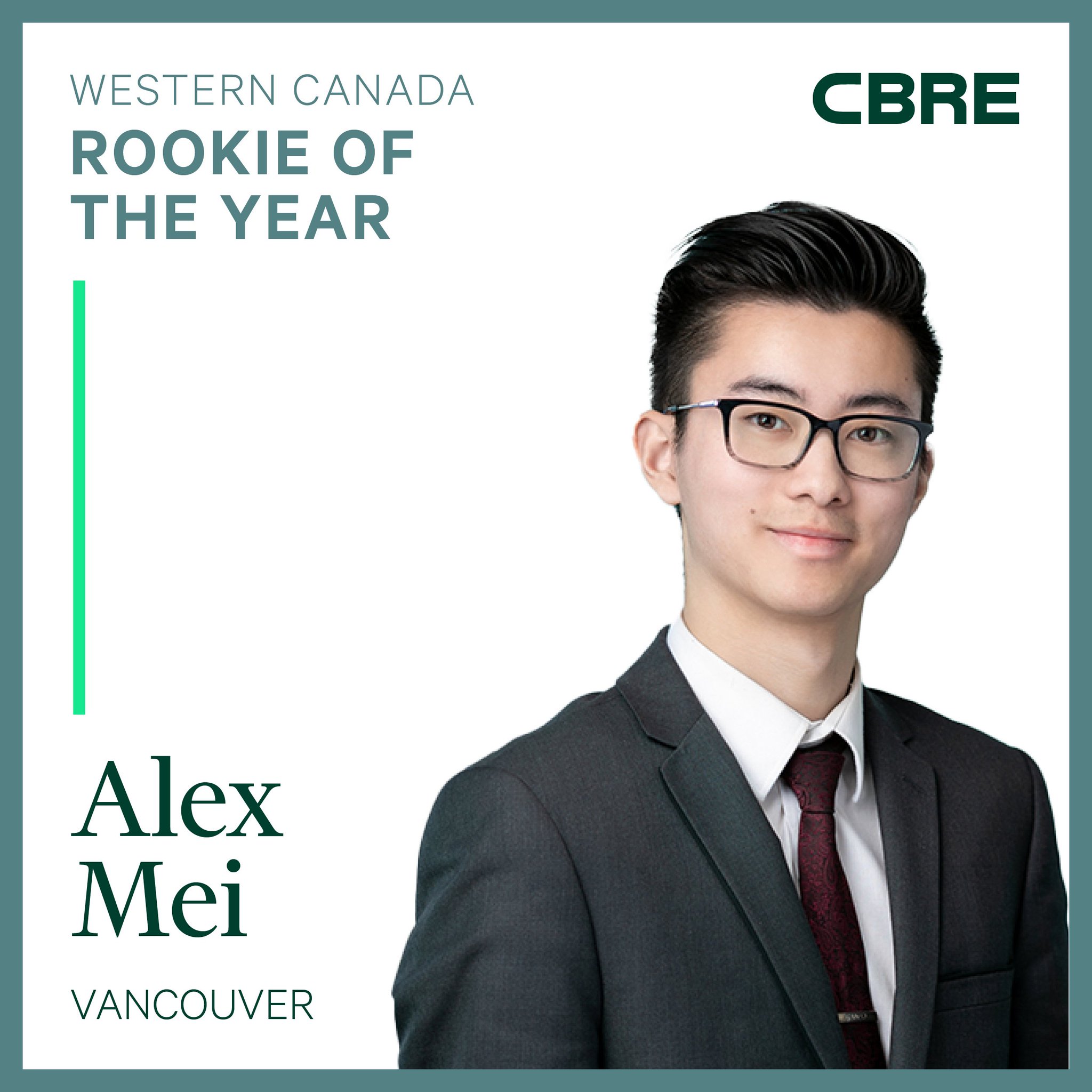 CBRE Canada on Twitter: "The Western Canada Rookie of the Year 2022 was Alex Mei. Alex ...