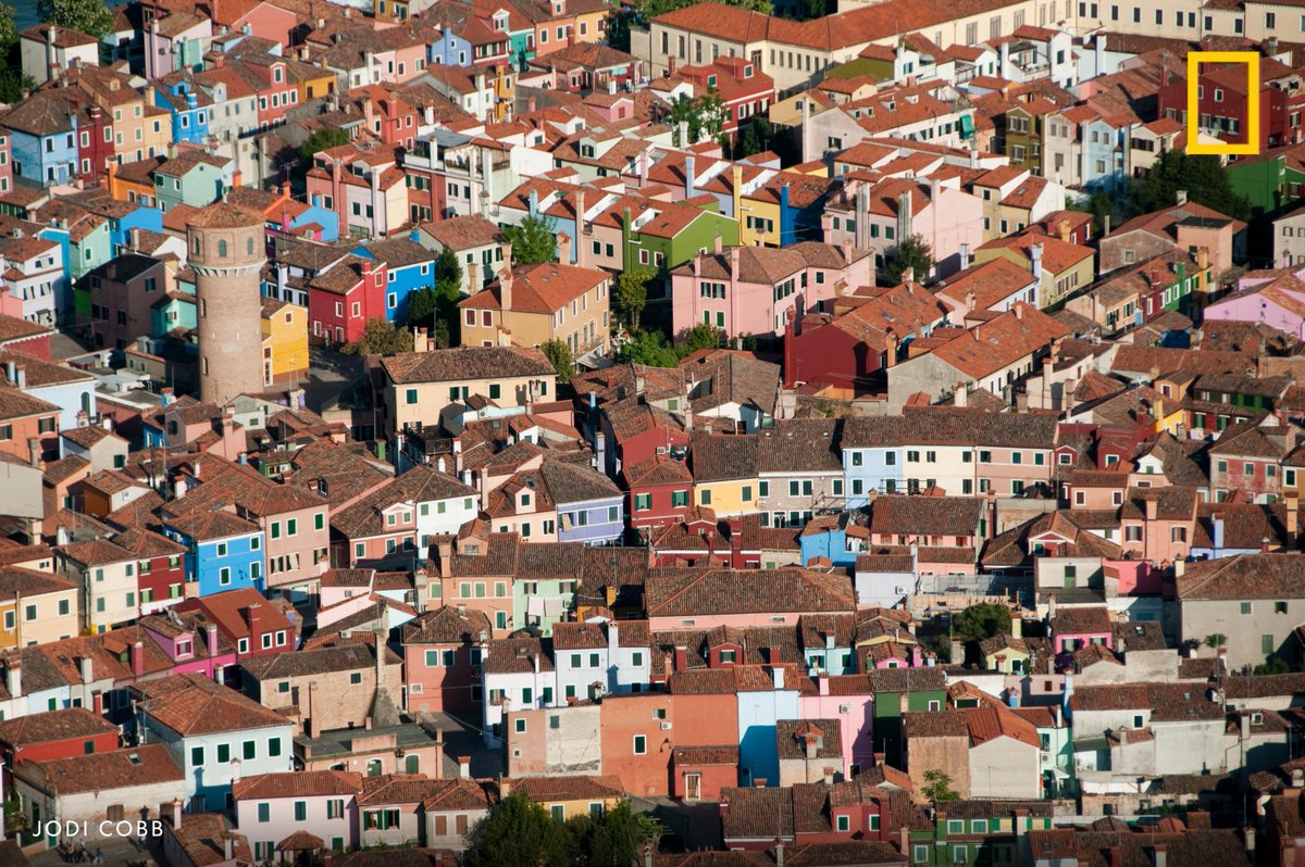Aerial view of colorful buildings in Burano, Italy National Geographic ...