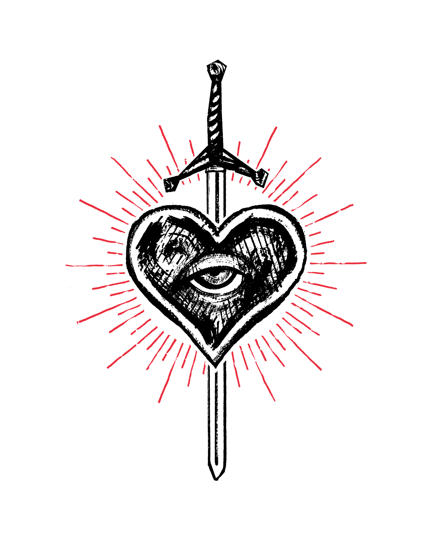 Heart With Sword Drawing