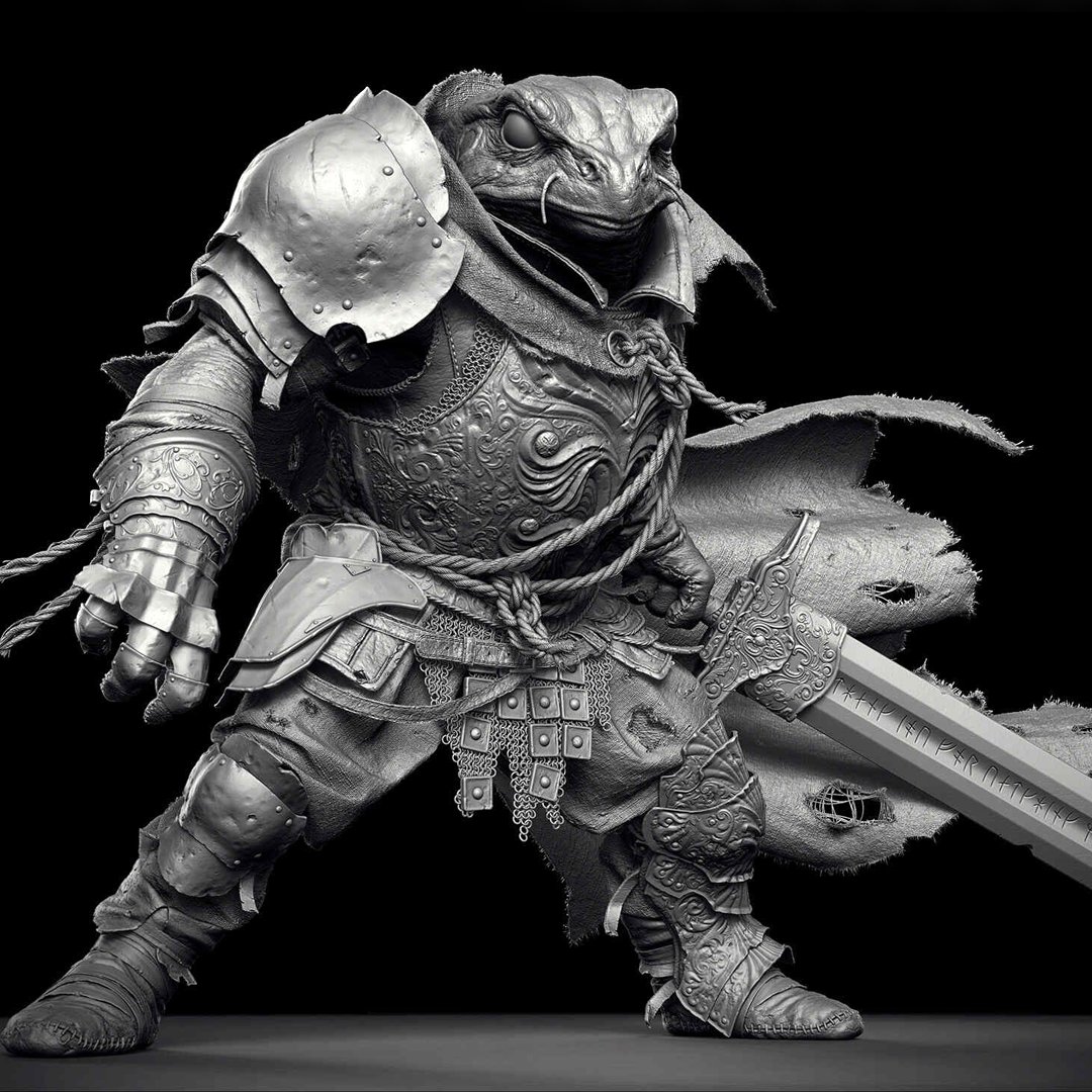 ZBrush on Twitter: "Elden Frog - A re-imagination of Frog from Chrono Trigger in the world of ...