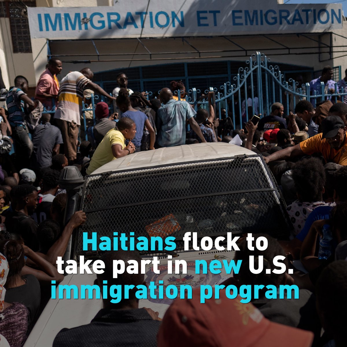 Haitians are flocking to the Immigration and Emigration office in Port ...