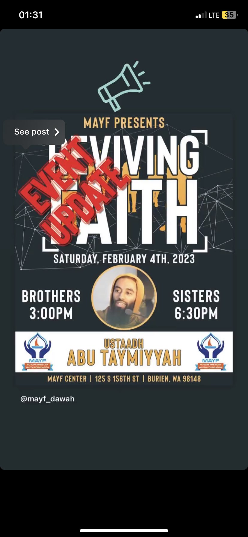 MJ - Abu Taymiyyah on Twitter: "ANNOUNCEMENT FOR SEATTLE || In light of what happened at # ...