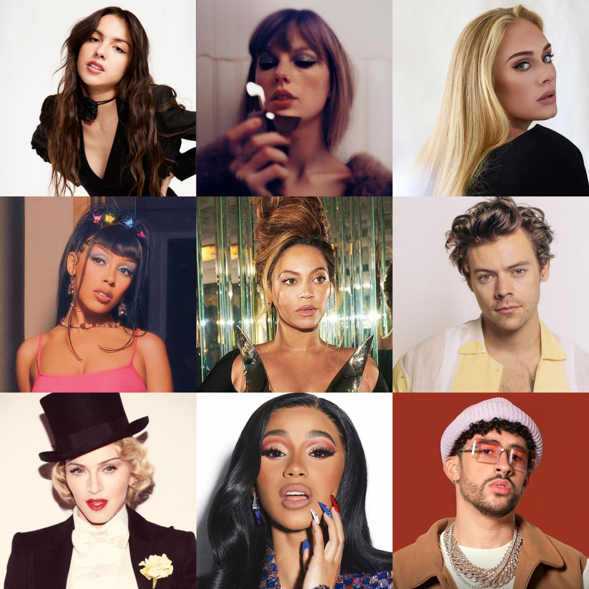 Pop Music Artists Collage