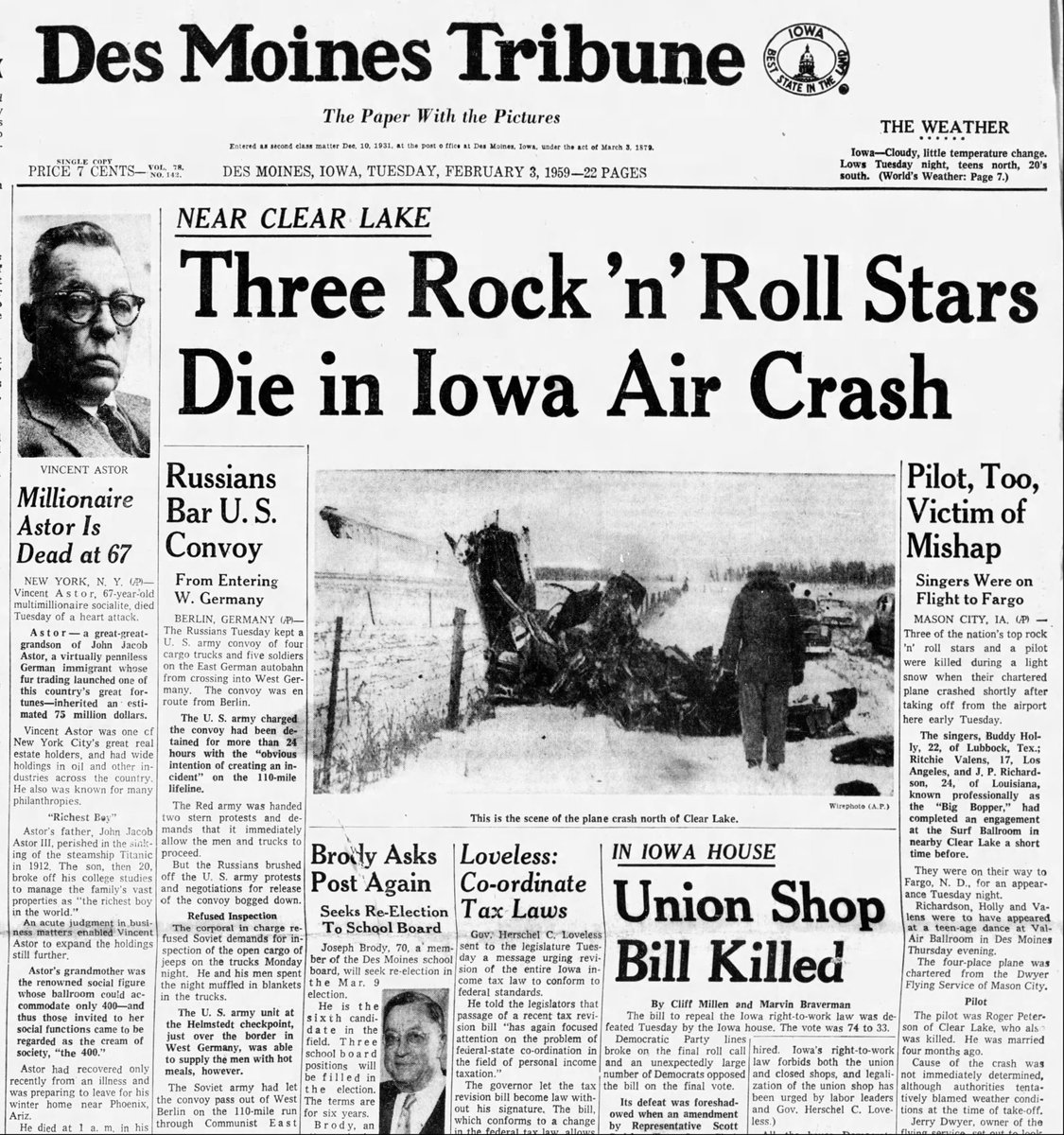 Retronewsnow On Twitter On February 3 1959 Buddy Holly Jp ‘the Big Bopper Richardson And