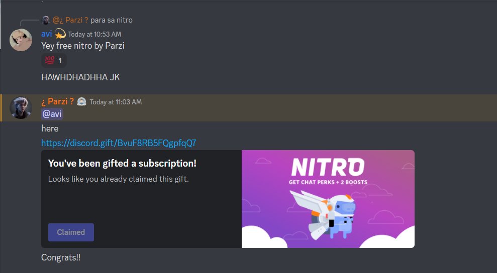 avi 💊 on Twitter: "Free nitro, just tag Parzi in genchat HAHAHAHAH chz. Thank youuu, @TheAnoDAO