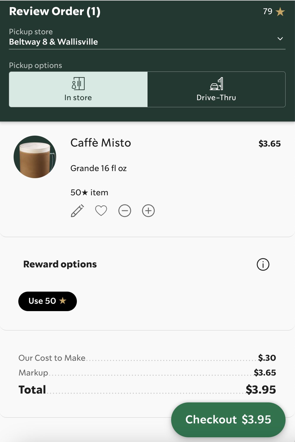 Alex Cohen on Twitter: "Starbucks, but it shows you how much it costs them to make your cup of ...