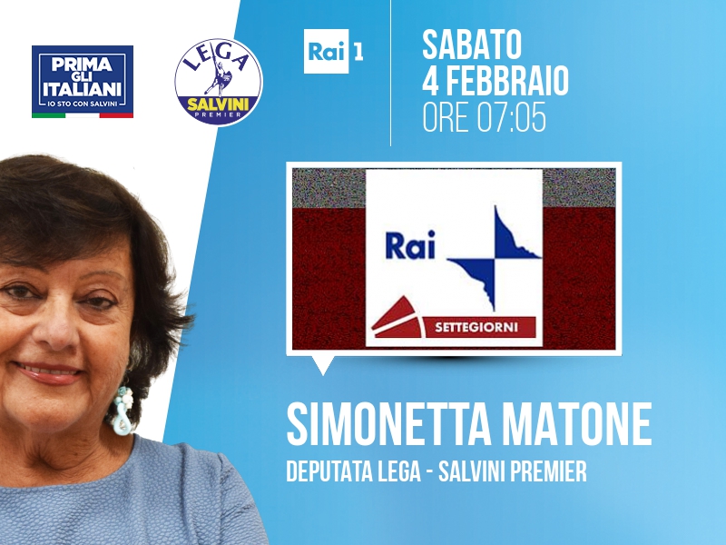 Lega Camera on Twitter: "TV > Rai 1 | Simonetta Matone, Deputata Lega - Salvini Premier > SABATO ...