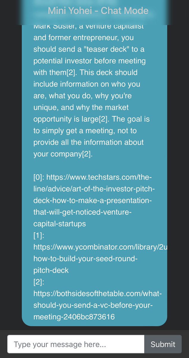 Trying a new UX 👀 Mini Yohei now has web search capabilities in chat mode, which you can ...