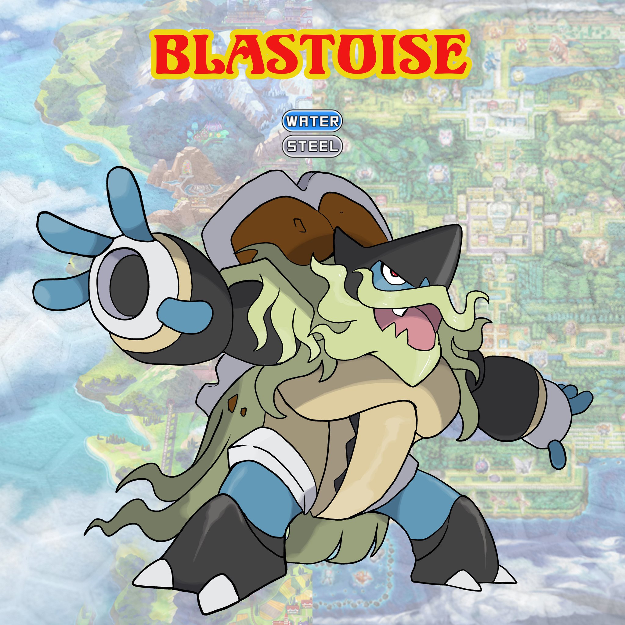 Badafrart on Twitter: "Blastoise is modelled after a thousand-year-old turtle and is inspired by ...