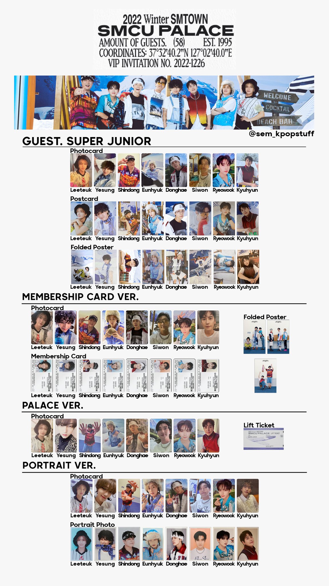 Sem's Kpop Stuff on Twitter: "[Photocard List | Super Junior | SMTown Winter 2022 SMCU: Palace ...