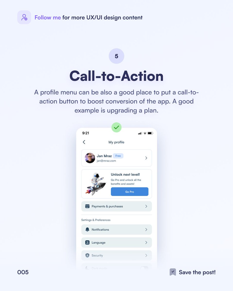 Profile menu is a really common screen within mobile apps and web-based ...