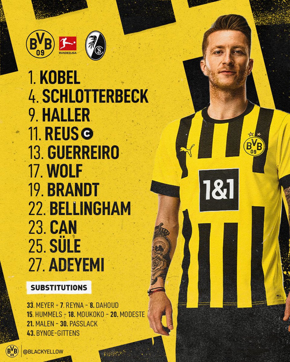 Borussia Dortmund on Twitter: "🚨 BVB STARTING XI VS. FREIBURG 🚨"