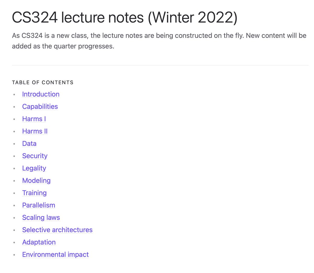 Stanford CS 324 - Large Language Models - Lecture Notes 2022 A handy ...
