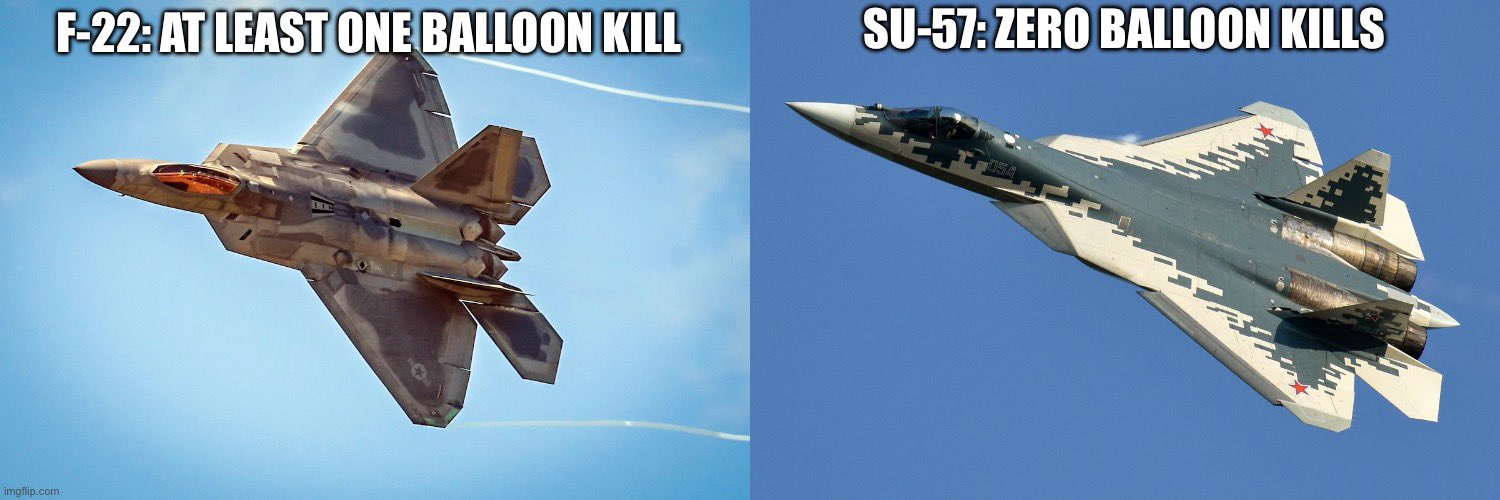 maks q on Twitter: "Su-57: F-22: shot down shot down 0 balloons at least 1 balloon https://t.co ...