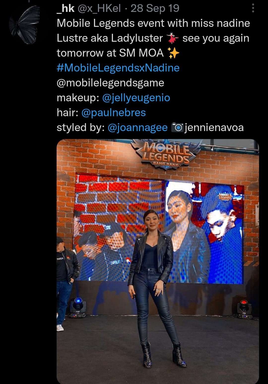 Svetlana on Twitter: "Haha! May Mobile Legends event si Nadine Sept 2019. Kasama pa niya ang ...