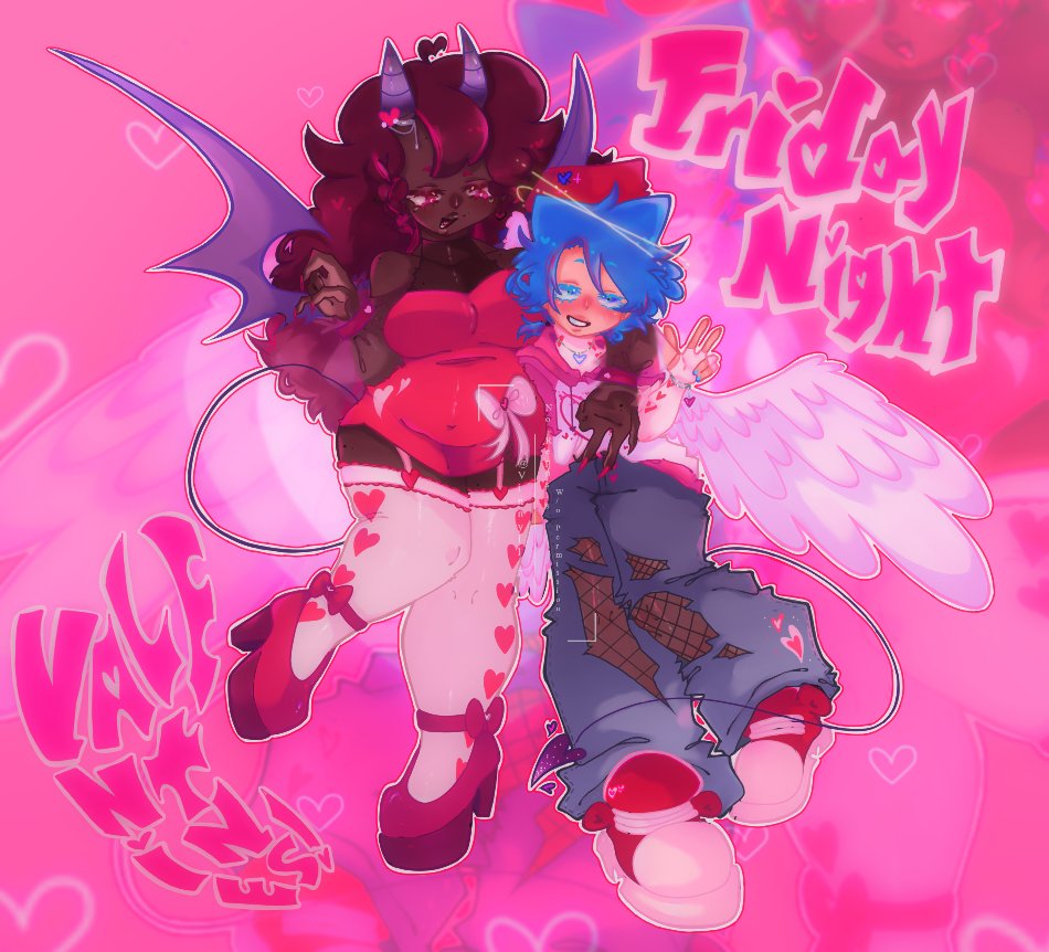 VIN★NYLL on Twitter: "Friday Night Valentines! (Redraw from last year's fnf valentines art ...